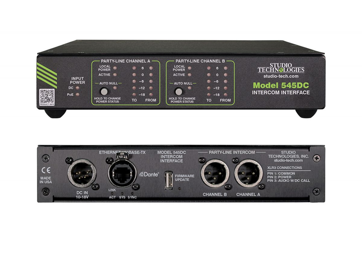 Studio Technologies Announces Enhanced Model 545DC & Model 545DR Intercom Interfaces – Digital ...